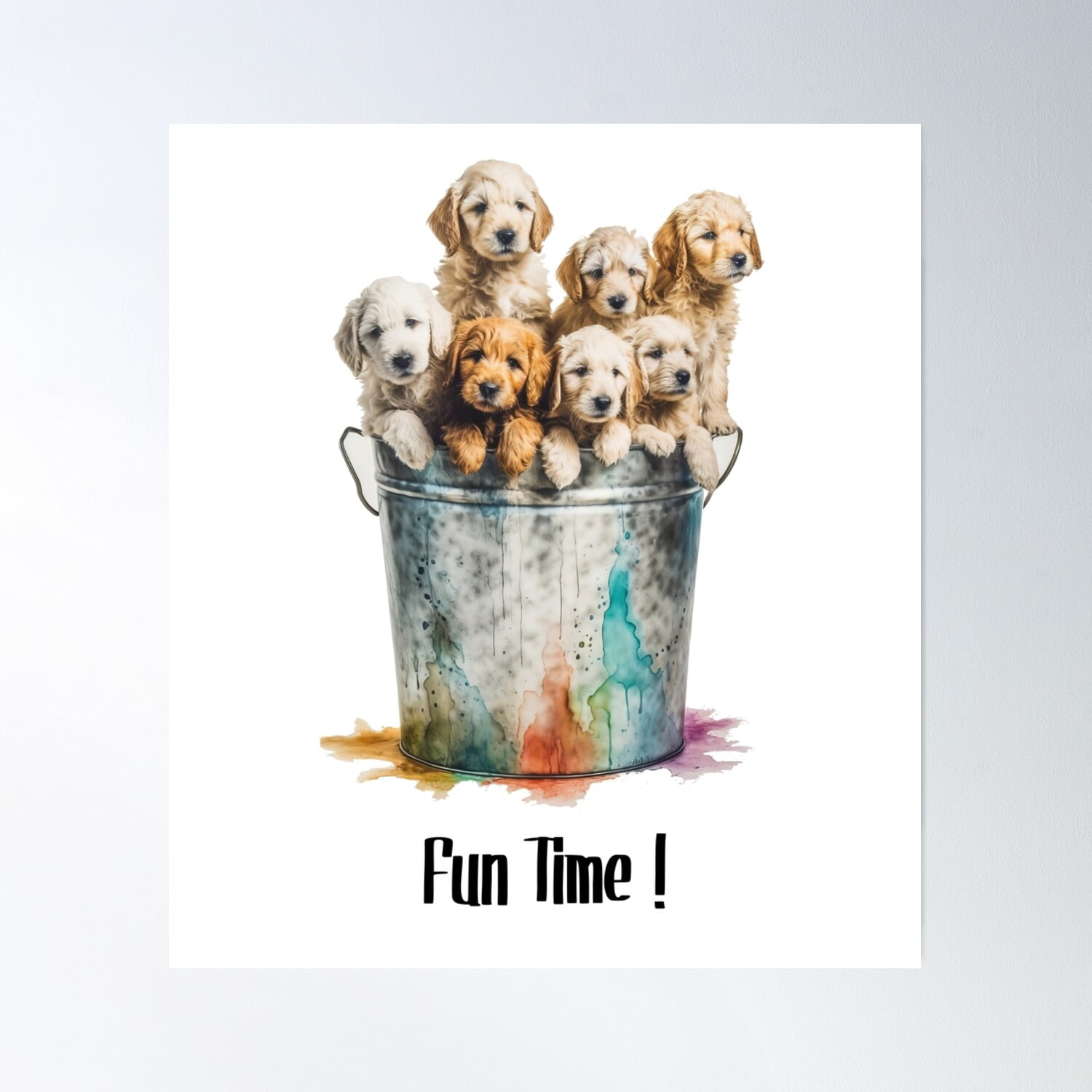 Modroom Group Of Cute Dogs In Basket For Bath- Adorable Dogs Fun Time ! Poster Wall Art, Modern ...