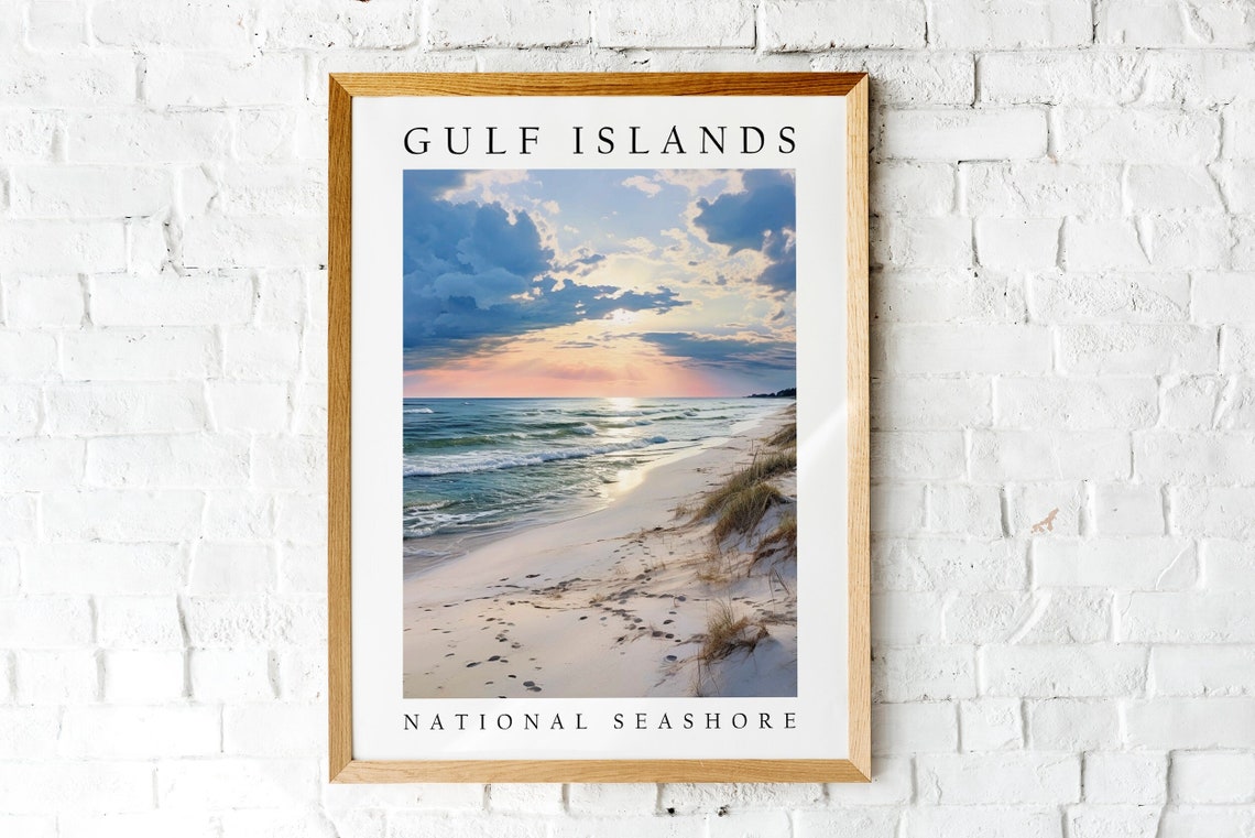 Modroom Gulf Islands National Seashore Poster Ocean Landscape Art ...