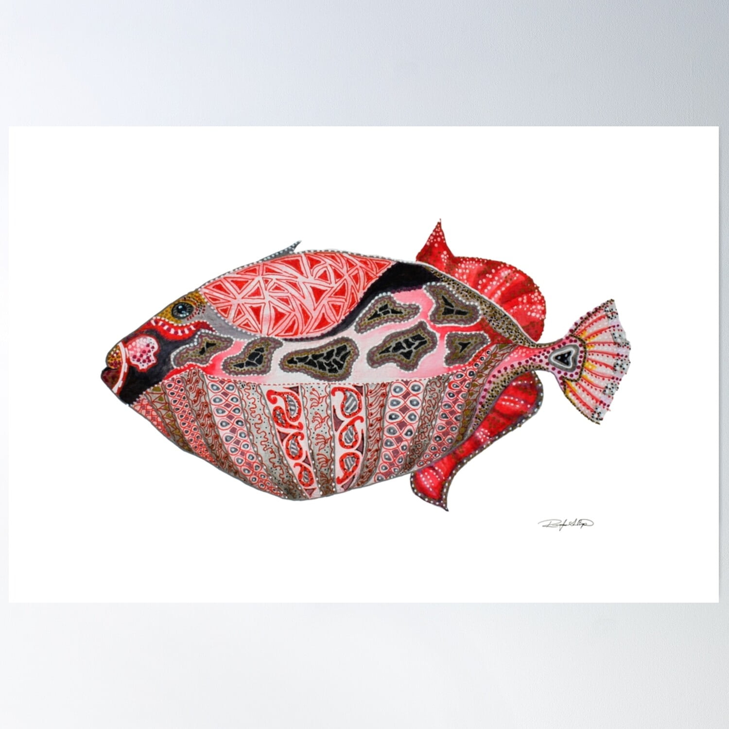 Modroom “Gunther” Batik Clown Triggerfish Poster Wall Art, Modern Wall ...
