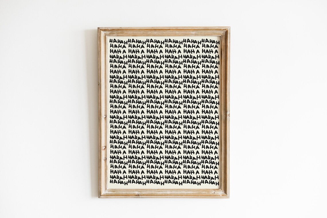 Modroom Haha Typography Print, Retro Haha Poster, Hand Drawing Print ...