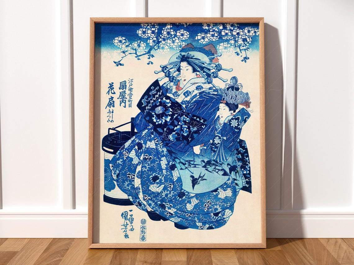 Modroom Hanaogi Poster Utagawa Kuniyoshi Inspired Traditional Japanese ...
