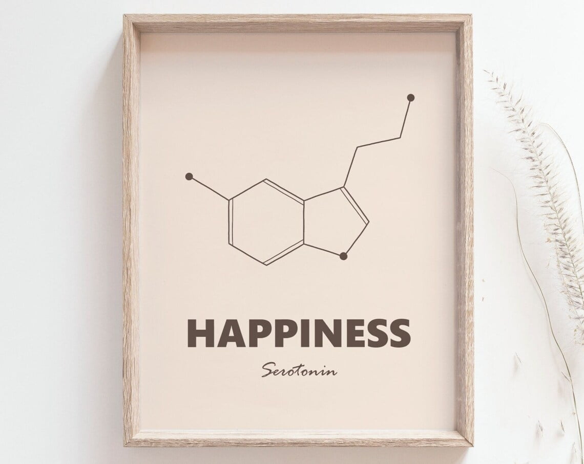 Modroom Happiness Molecule Print - Serotonin Poster, Minimalist Wall ...