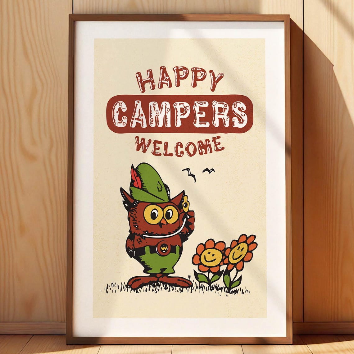 Modroom Happy Camper Print Retro Outdoors Art Gift For Kids Nature Art ...