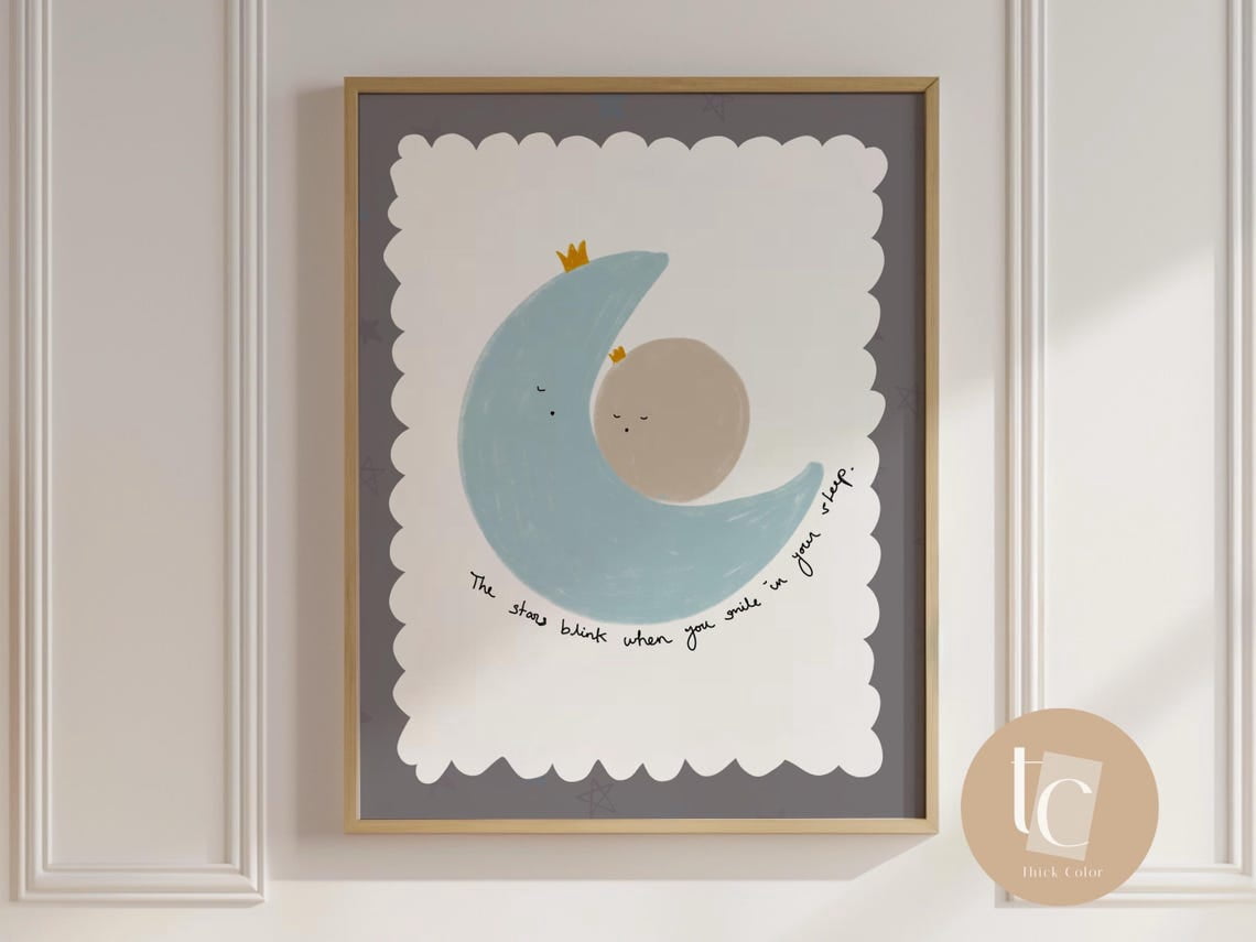 Modroom Happy Days Moon And Sun Nursery Quote Print, Kids Room Playroom ...