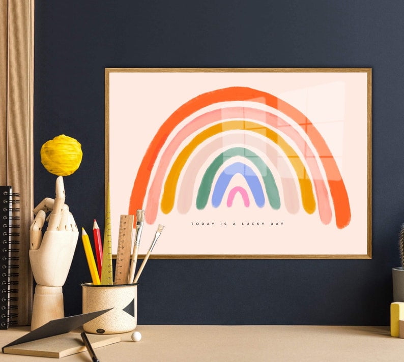 Modroom Happy Rainbow Poster Bright Inspirational Kids Wall Art ...
