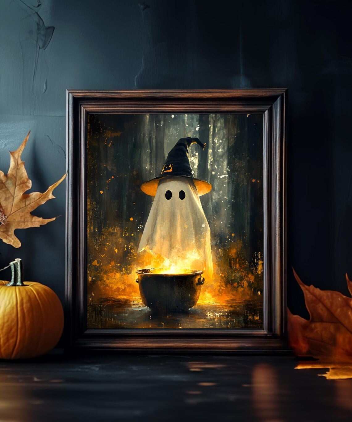 Modroom Haunted House Ghost Poster, Winter Holiday Wall Art, Spooky ...
