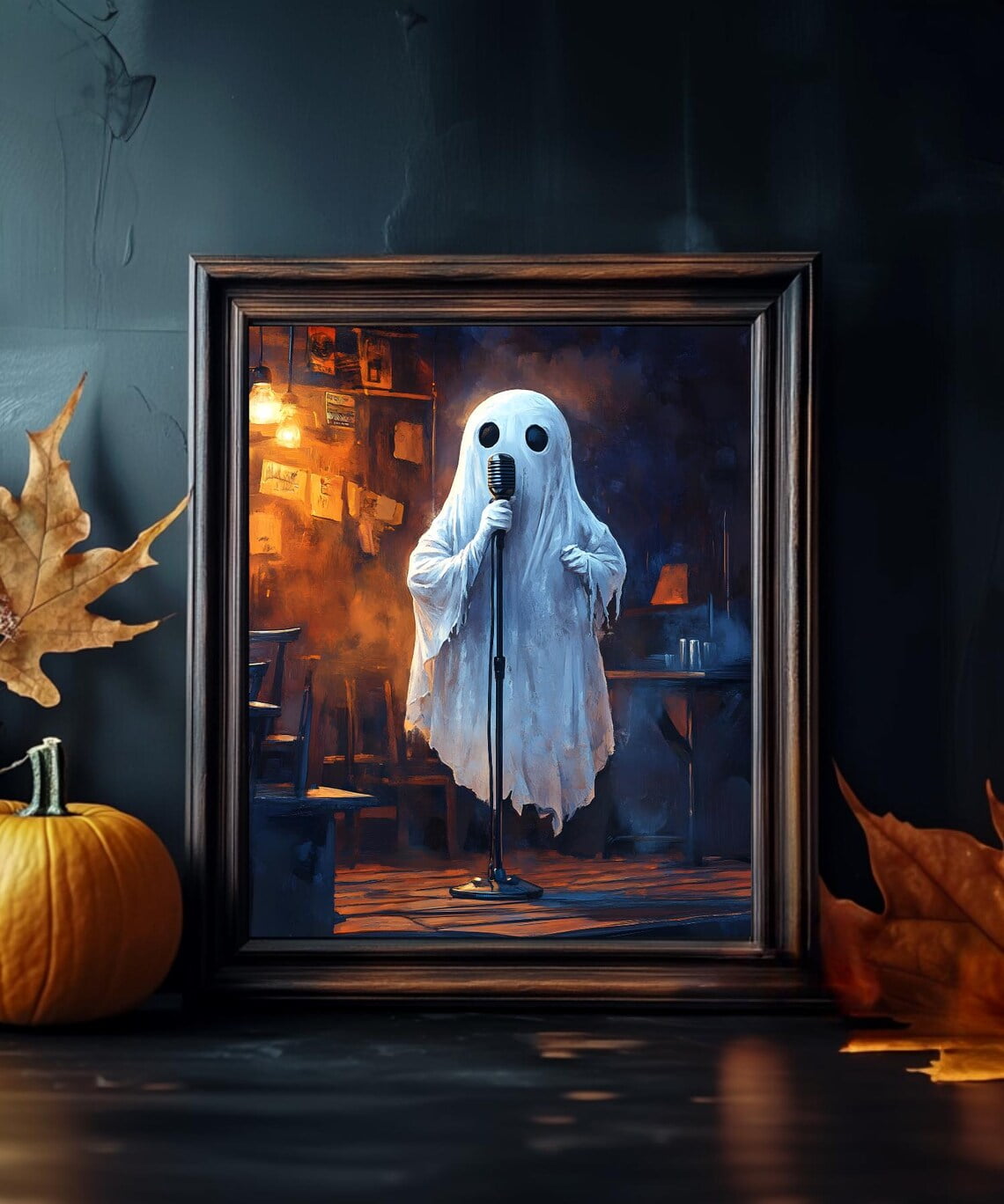 Modroom Haunted House Ghost Poster, Winter Holiday Wall Art, Spooky ...