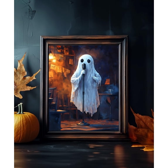 Modroom Haunted House Ghost Poster, Winter Holiday Wall Art, Spooky ...