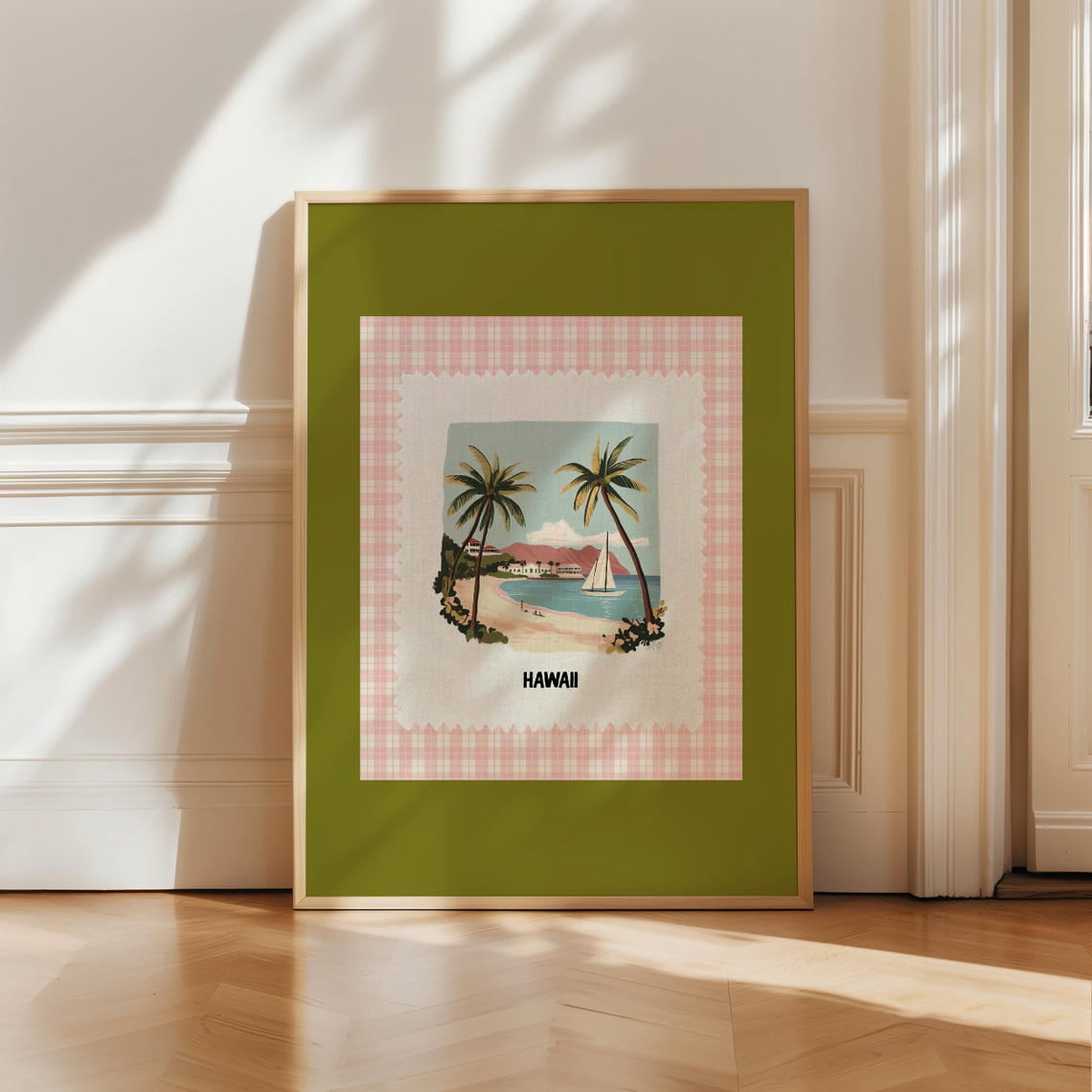Modroom Hawaii Travel Poster, Retro Travel Print, Striped Trendy Wall ...