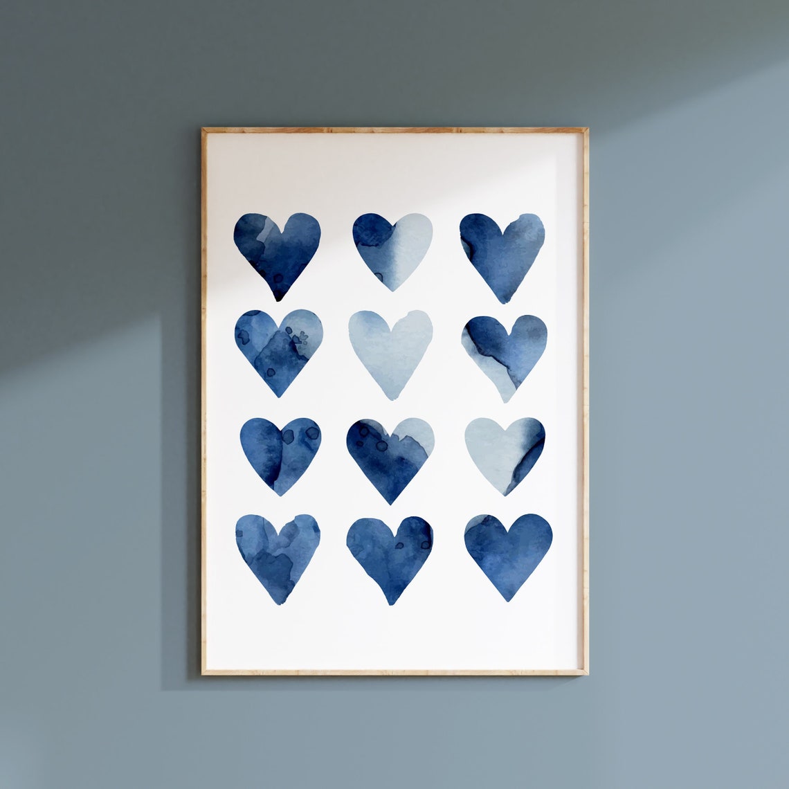 Modroom Hearts Art Print, Blue Heart Art, Teen Girl Bedroom Decor ...