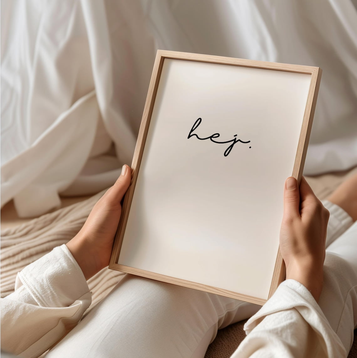 Modroom Hej Poster Black White Handwritten Sweden Typography ...