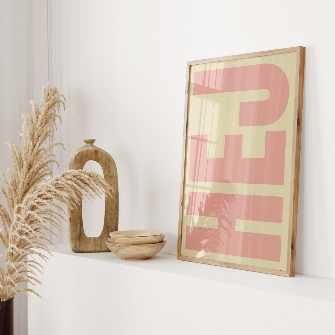 Modroom Hej Poster Pink Rose Beige Typography Art Scandinavian Style ...