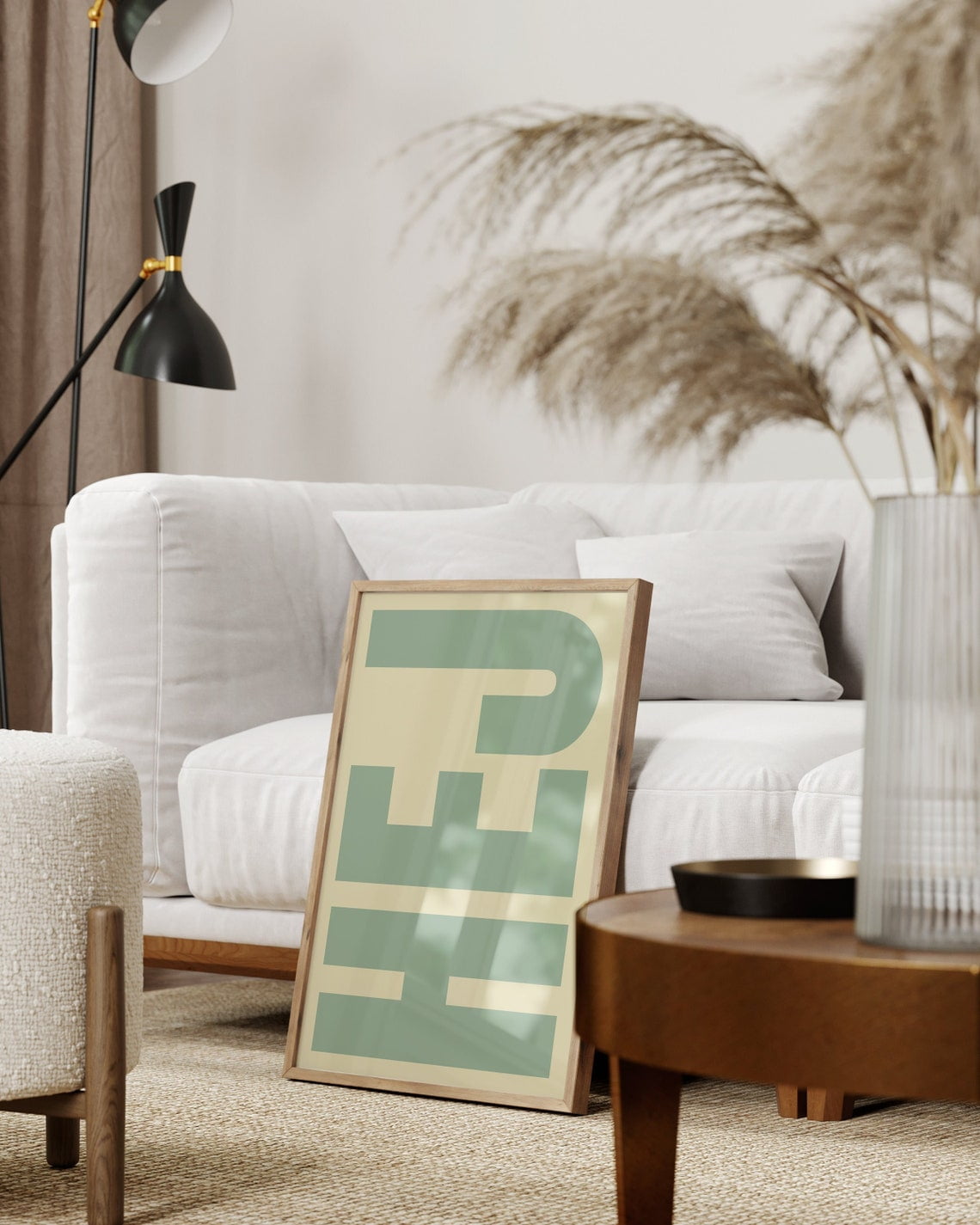 Modroom Hej Poster Sage Green Typography Art Scandinavian Style Gift ...