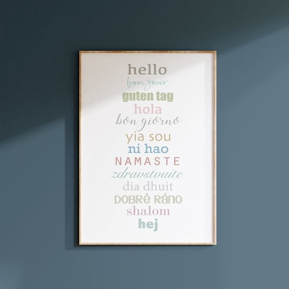 Modroom Hello Languages Wall Art Print Educational Poster for Playroom ...
