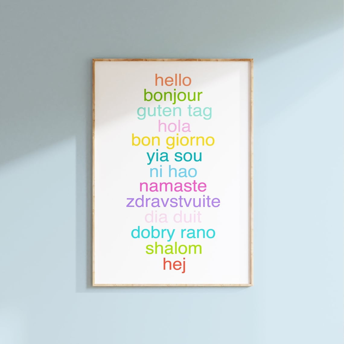 Modroom Hello Quote Wall Art Multilingual Typography Print Playroom ...