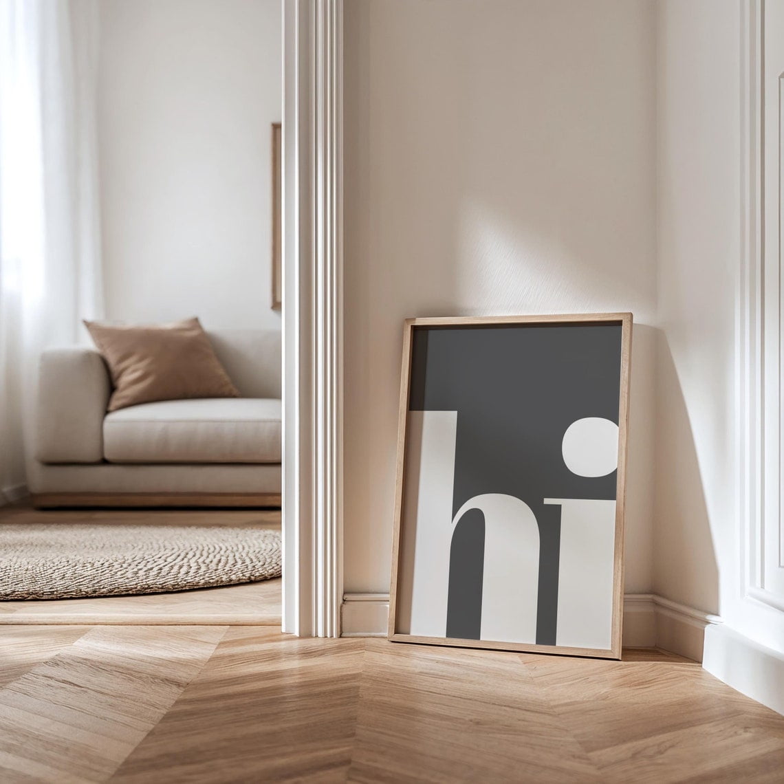 Modroom Hi Poster Hello Poster Typography Black White Gift Living Room ...