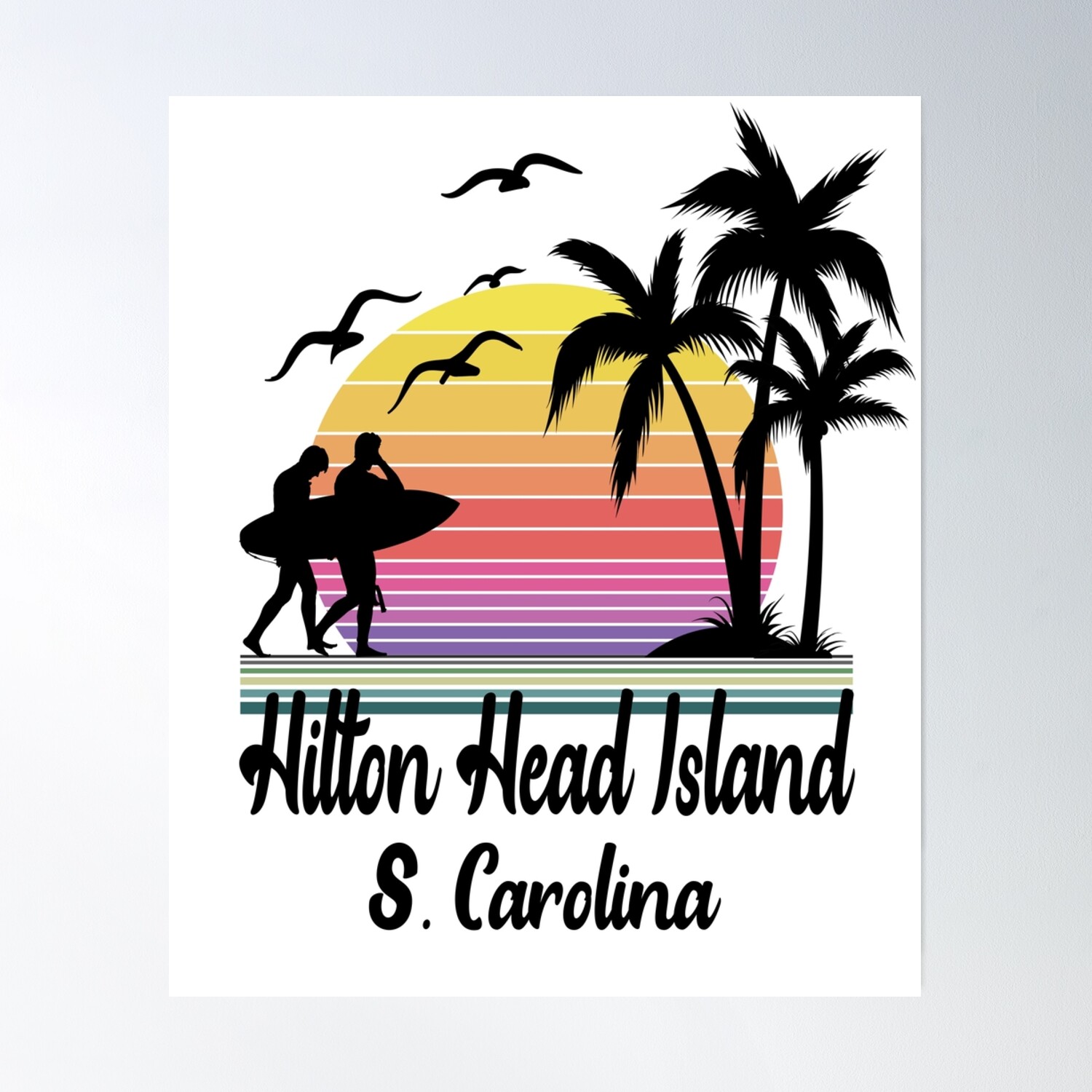 Modroom Hilton Head Island South Carolina Seaside Retro Sunset Poster ...