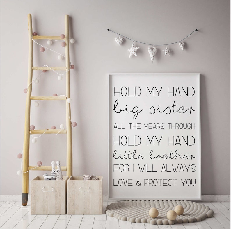 Modroom Hold My Hand Siblings Poster – Big Sister and Little Brother ...