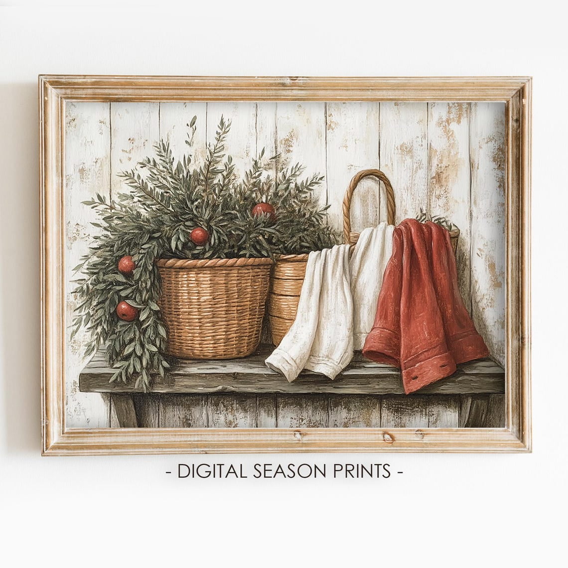 Modroom Holiday Laundry Room, Farmhouse, Rustic Basket Linen Print ...