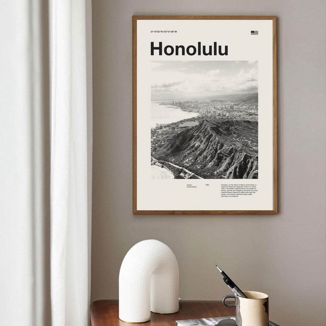 Modroom Honolulu Print | Honolulu Poster | Honolulu Wall Art | Mid ...