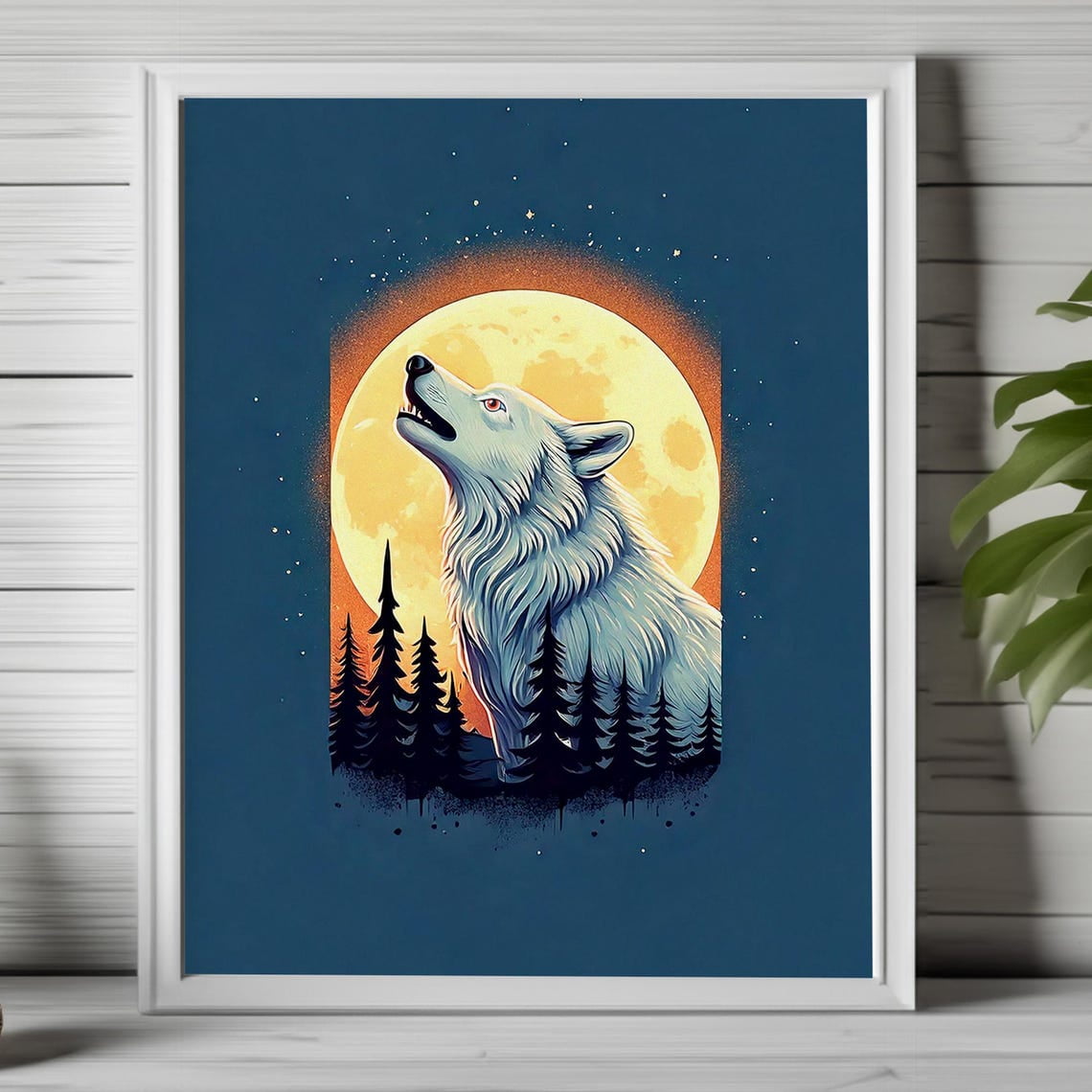 Modroom Howling Wolf Art Print, Retro Wolf Art Print, Vintage Wolf ...
