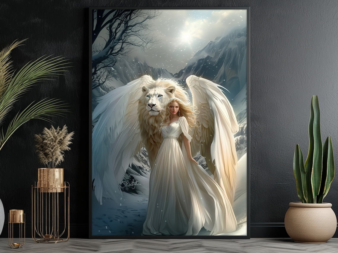 Modroom Ice Princess Poster, Mythical Fantasy Wall Art, Winged Animal ...