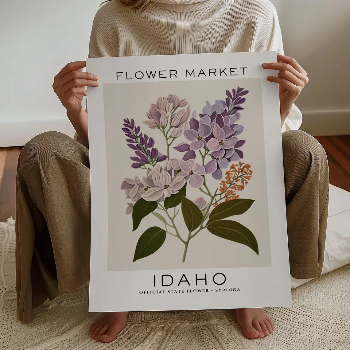 Modroom Idaho State Flower Print, Idaho Flower Market Print, Syringa ...