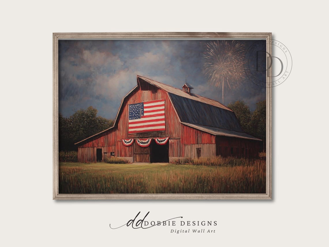 Modroom Independence Day Patriotic Rustic Red Barn Decorative Summer ...
