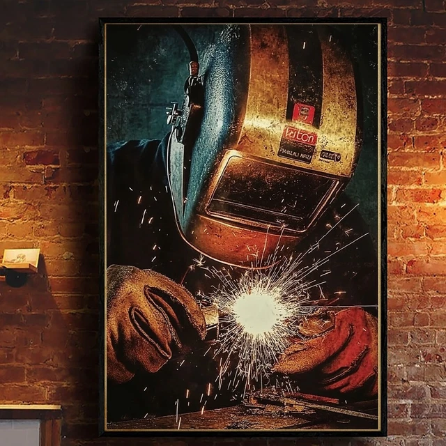 Modroom Industrial Welding Art Print Metalworker Poster With Sparks ...