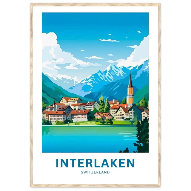 Modroom Interlaken Travel Print Interlaken Poster Switzerland Wall Art ...
