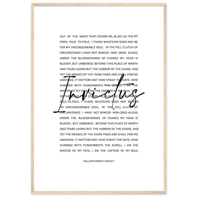 Modroom Invictus Poem Invictus Print Motivational Wall Art Graduation ...