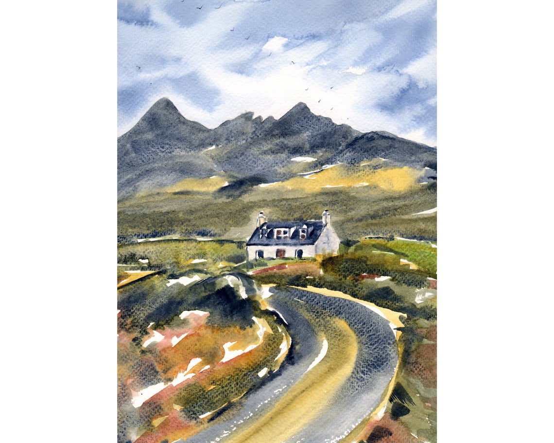 Modroom Isle Of Skye Art Print Scotland Painting Sligachan Cottage ...