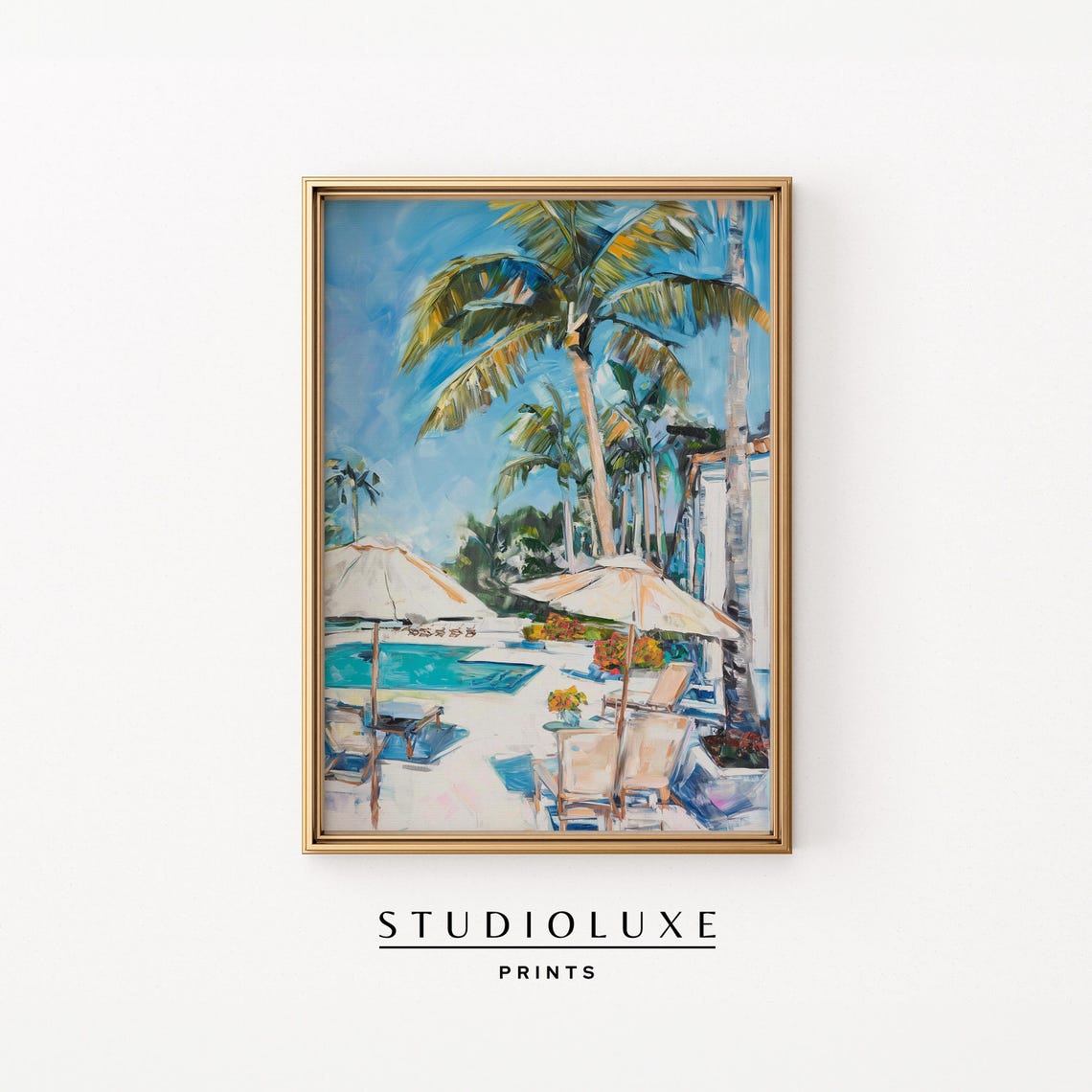 Modroom Italian Poolside Hotel Print | Mediterranean Resort Painting ...