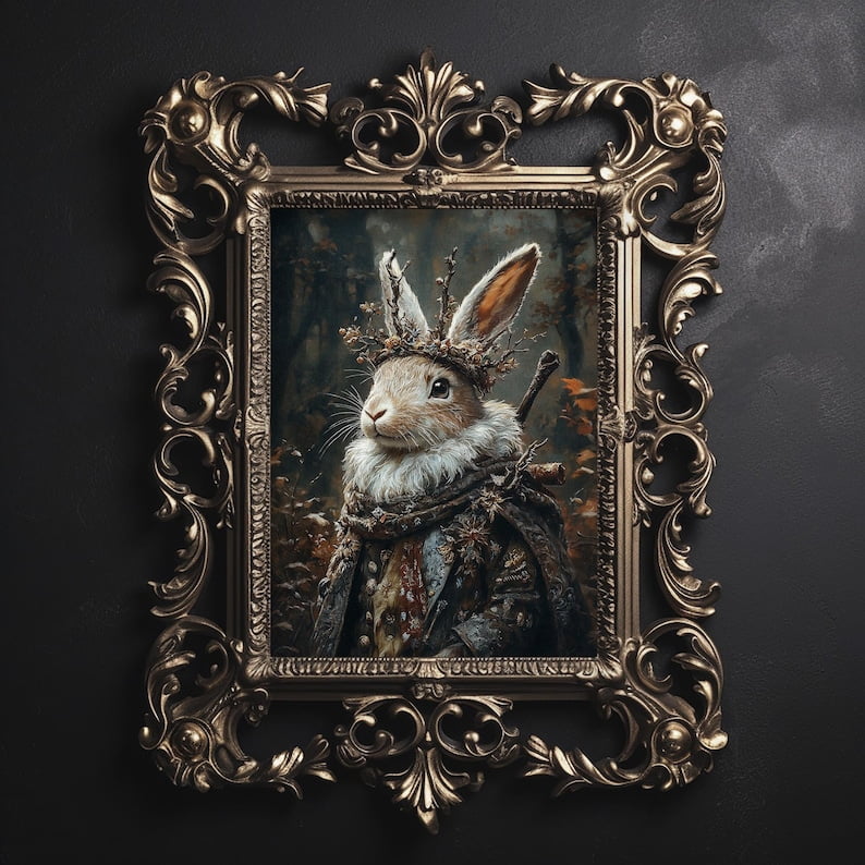 Modroom Jackalope in Forest Poster, Mythical Gothic Dark Academia Wall ...