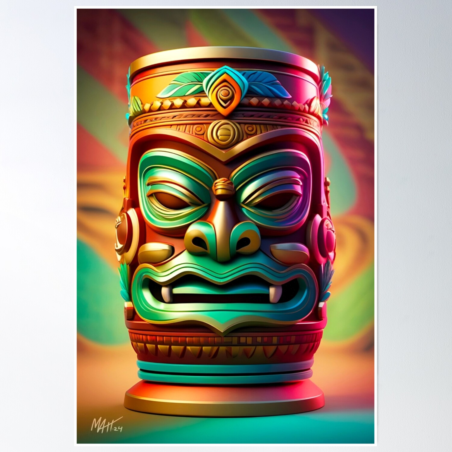Modroom Jade Tiki Totem Poster Wall Art, Modern Wall Decor, 8x12 ...