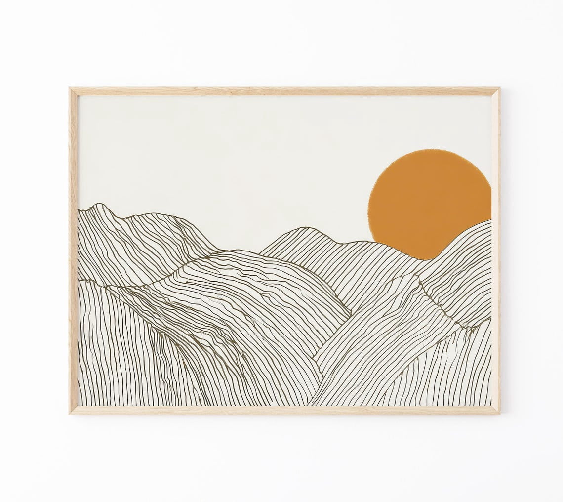 Modroom Japanese Alps Illustration Print | Japandi Wall Art | Japanese ...