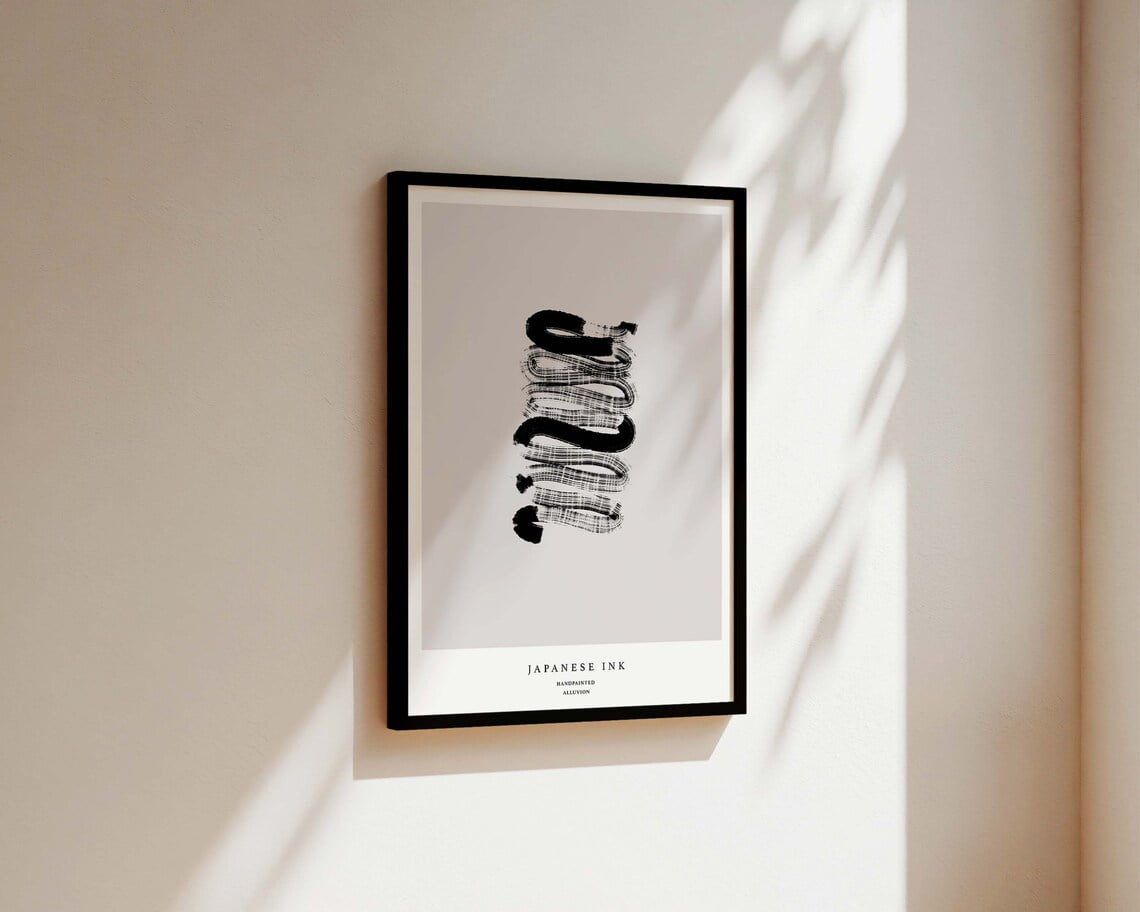 Modroom Japanese Ink Art No. 2 Neutral Abstract Wall Art Hand Painted ...