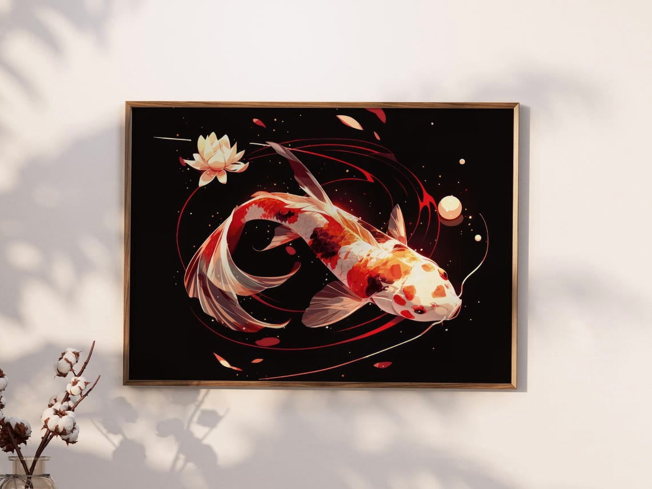 Modroom Japanese Koi Fish Spirit Wall Art, Folktale Yokai Inspired ...