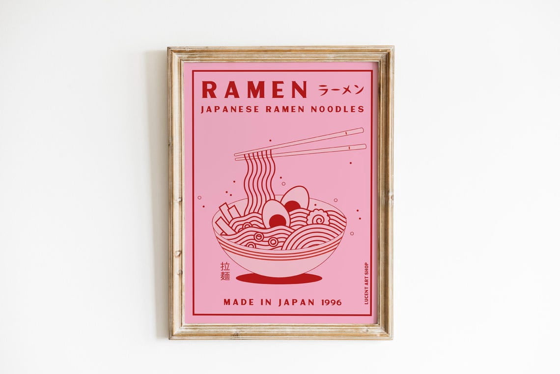 Modroom Japanese Ramen Noodles Art Print, Ramen Poster, Food Print ...