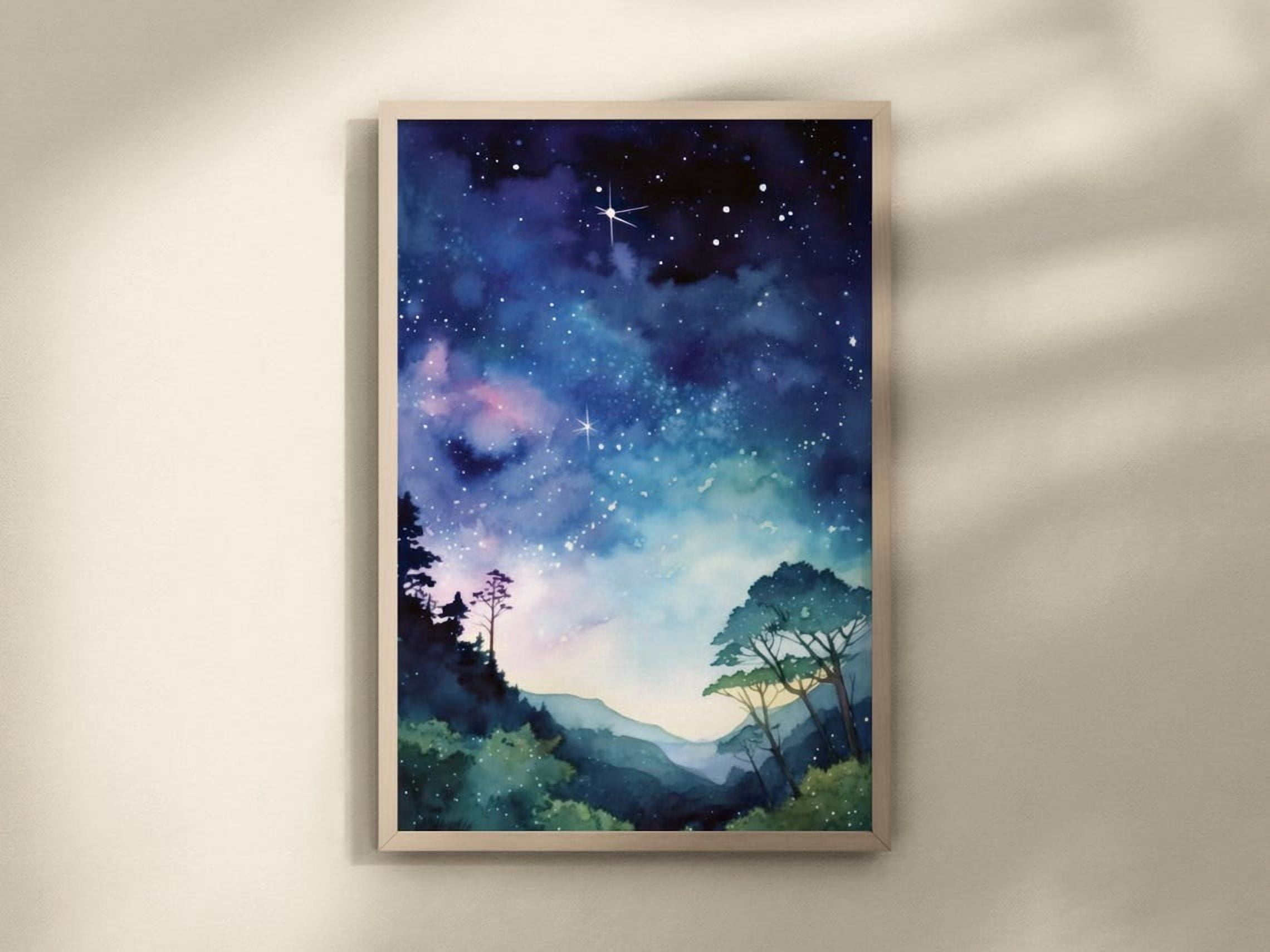 Modroom Japanese Starry Night, Celestial Evening Sky Poster For Modern ...