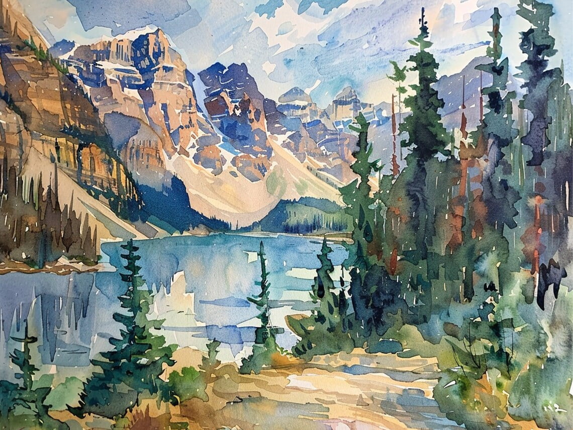 Modroom Jasper National Park Watercolor Art Print Canada Landscape ...