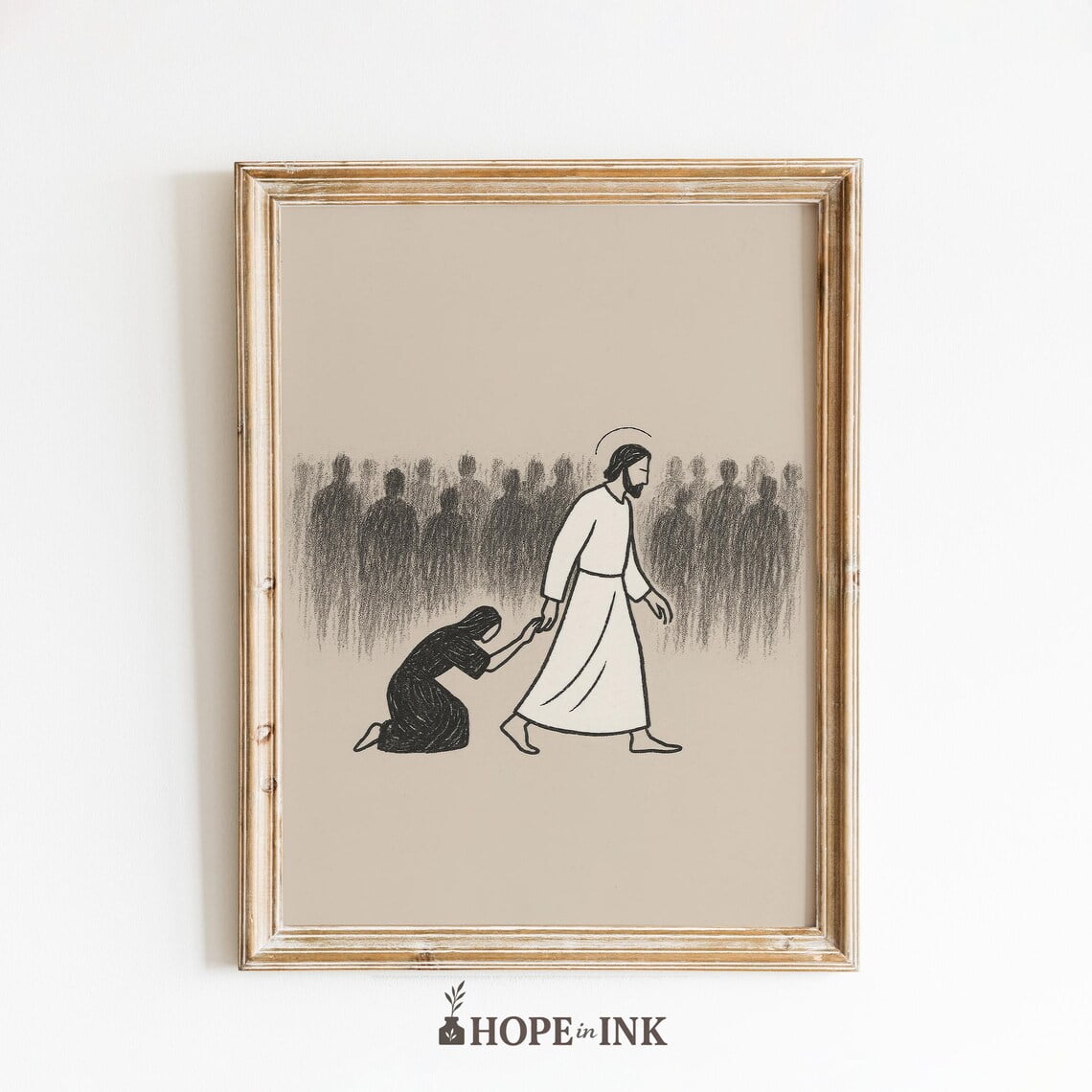 Modroom Jesus Heals The Bleeding Woman - Minimalist Christian Line Art ...