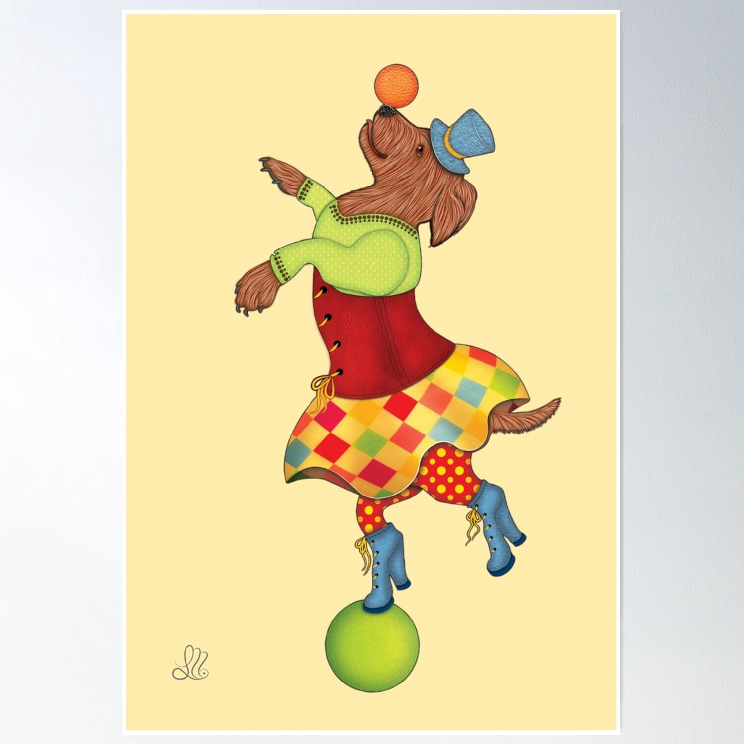 Modroom Juggling Girl Dog Poster Wall Art, Modern Wall Decor, 12x18 ...
