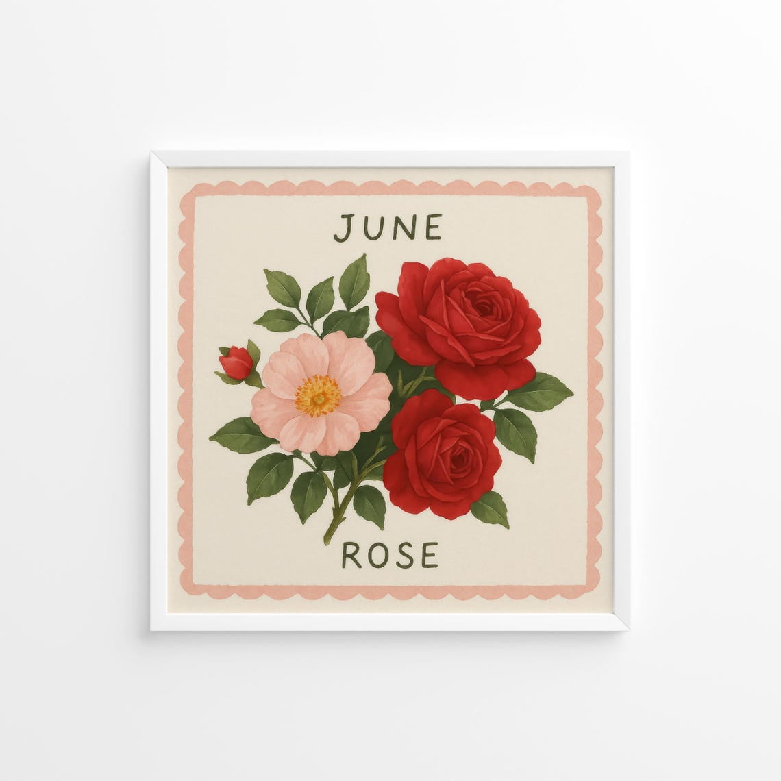 Modroom June Rose - Birth Flower Poster For June Birthdays, Modern ...