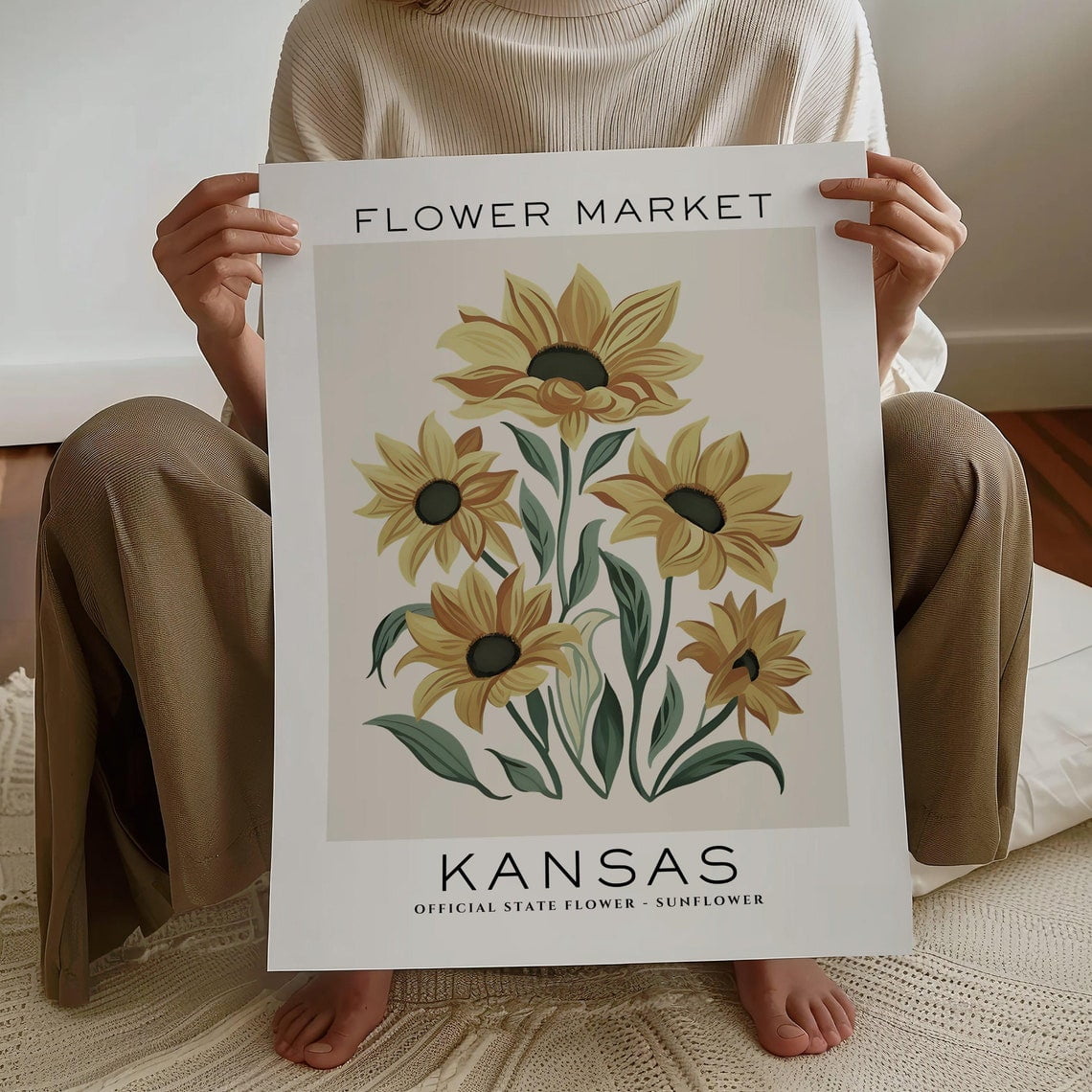 Modroom Kansas State Flower Print, Kansas Flower Market Print ...