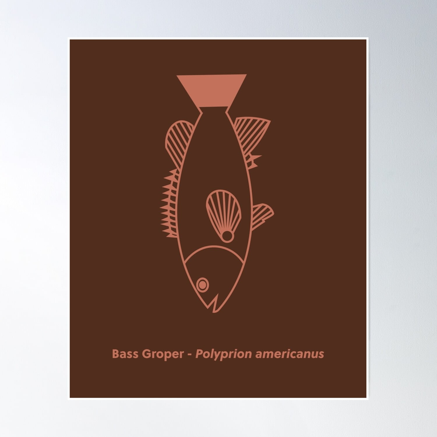 Modroom Kawaii Bass Groper Fish In Clay On Chocolate Brown Poster Wall ...