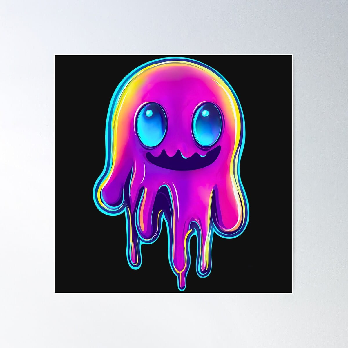 Modroom Kawaii Dripping Neon Ghost – Cute Spooky Season Cartoon Design ...