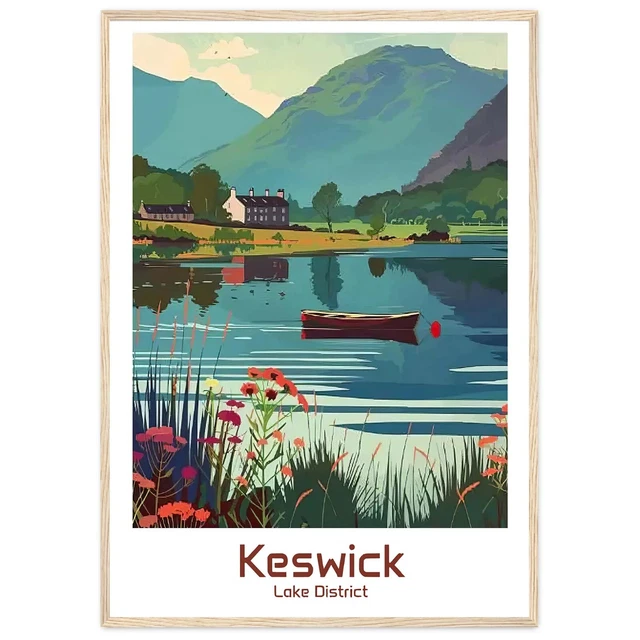 Modroom Keswick Lake District Travel Posterscenic Landscape Wall Art ...