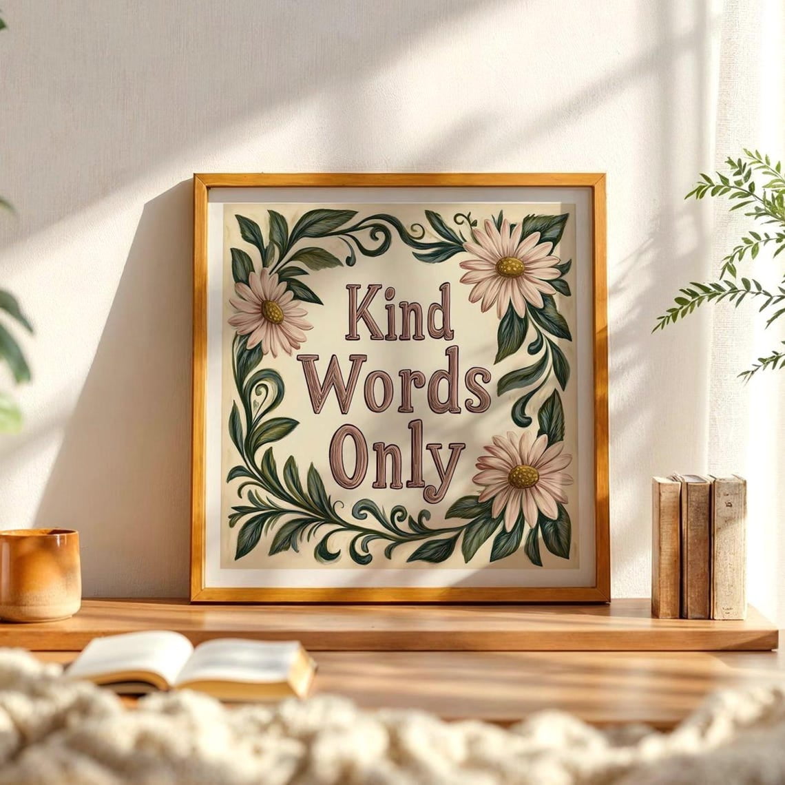 Modroom Kind Words Only Poster Grandmillennial Dorm Decor Floral Poster ...
