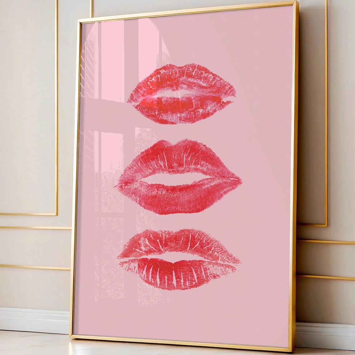 Modroom Kiss Lips Poster, Pink Kisses Poster, Retro Lips Poster Poster ...